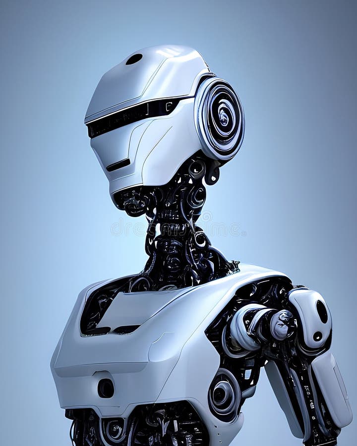 Futuristic Robot, Technology Background with White Realistic Robot Ai ...