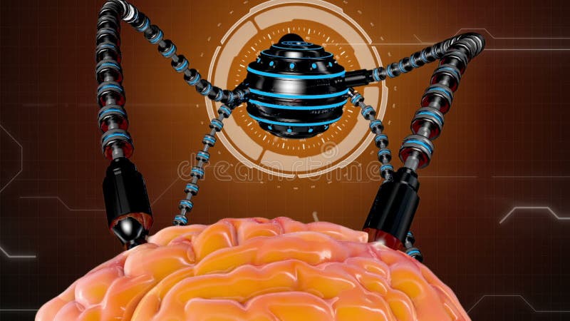 Futuristic Robot with Tentacles and Human Brain . Medical Concept ...