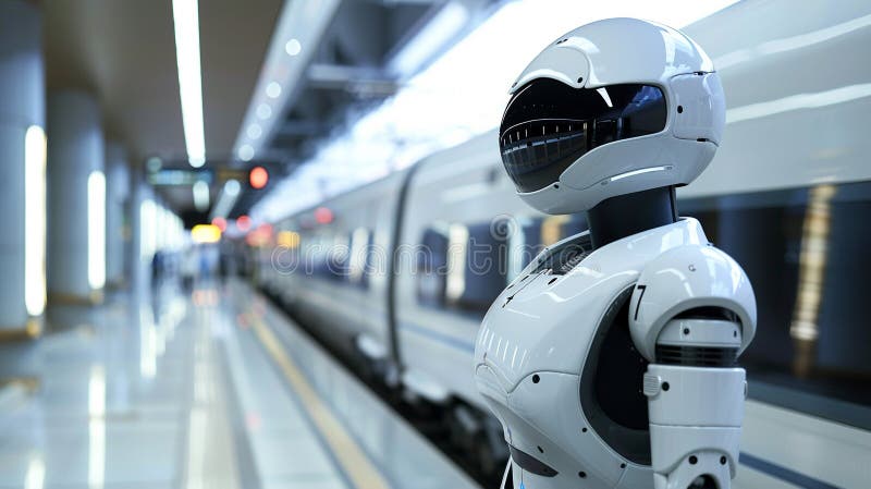 Futuristic Robot at Train Station Stock Photo - Image of cybernetic ...