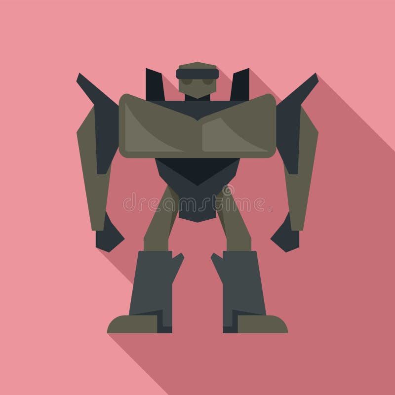 Futuristic Robot Transformer Icon, Flat Style Stock Vector ...