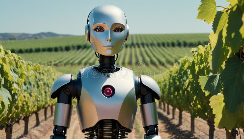 Futuristic Robot in Vineyard Stock Photo - Image of robotics, machine ...