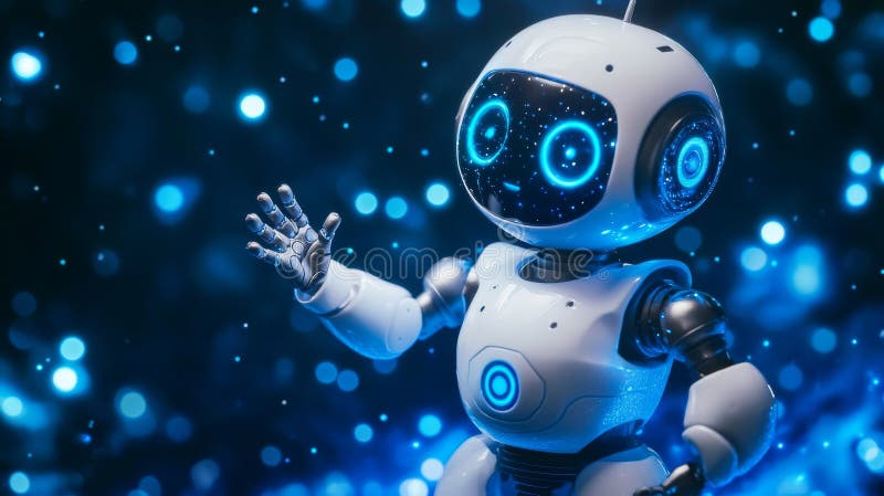 Futuristic Robot Waving with Glowing Lights Stock Image - Image of ...