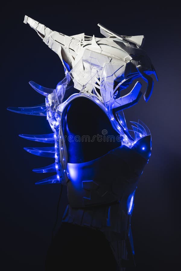 Futuristic Robot, White Suit with Transparent Plastic and LED Li Stock ...