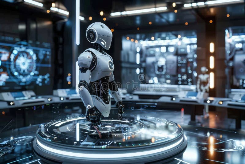 Futuristic Robot Working in Production Line. Generative AI Stock Photo ...