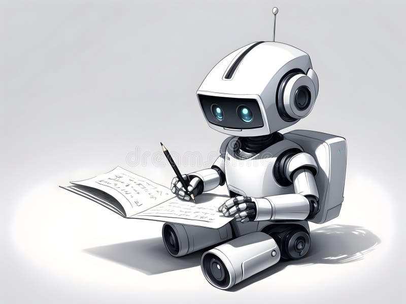 A Modern Futuristic Robot Writing on a Paper Stock Illustration ...