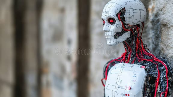 Futuristic Robotic Android Cyborg Head and Neck Technology Concept ...