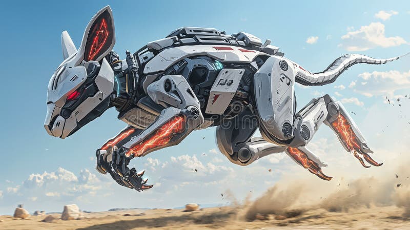 A Futuristic Robotic Animal Leaps through a Desert Landscape ...
