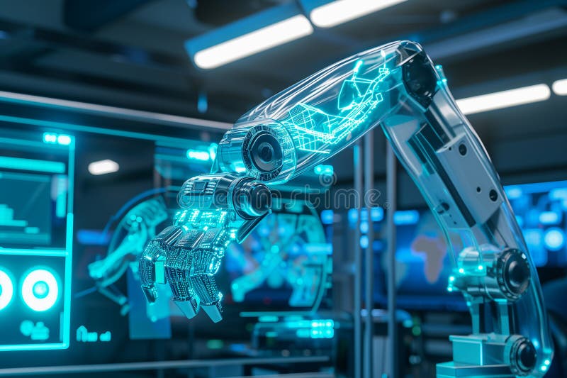 Futuristic Robotic Arm and Advanced Technology. AI Technology Concept ...
