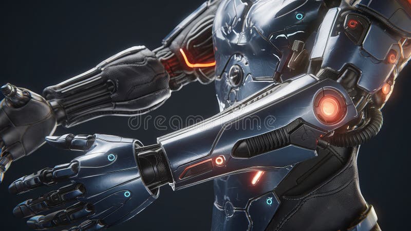 Futuristic Robotic Arm with Advanced Technology and Glowing Elements ...