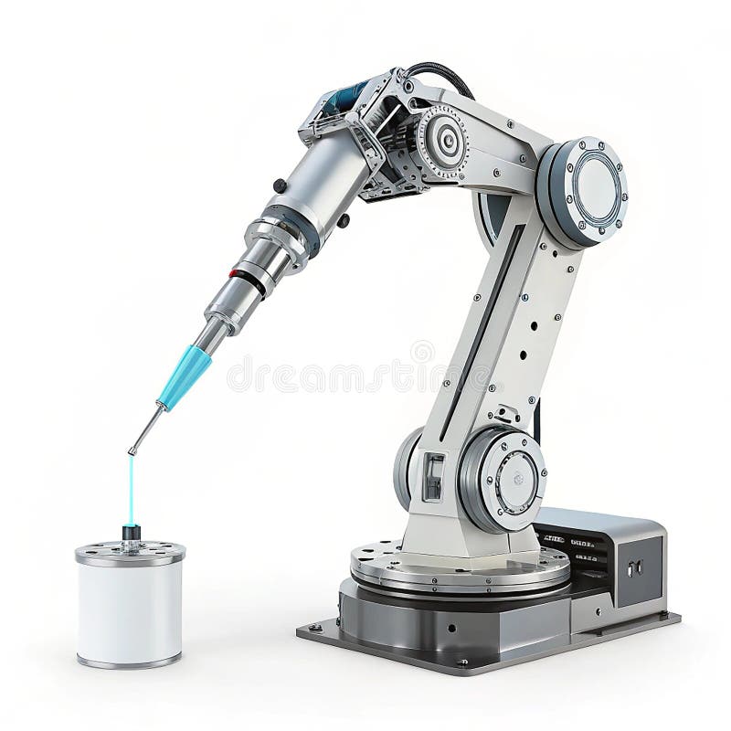 Futuristic Robotic Arm Conducting Experiment Stock Illustration ...