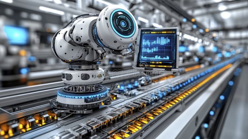 Futuristic Robotic Arm Conducting Precision Technology Task Stock ...