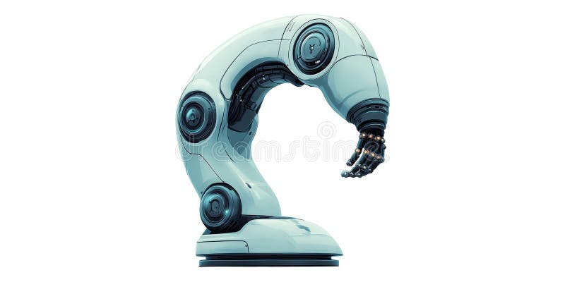 Futuristic Robotic Arm in a Curved Position Isolated on Transparent ...