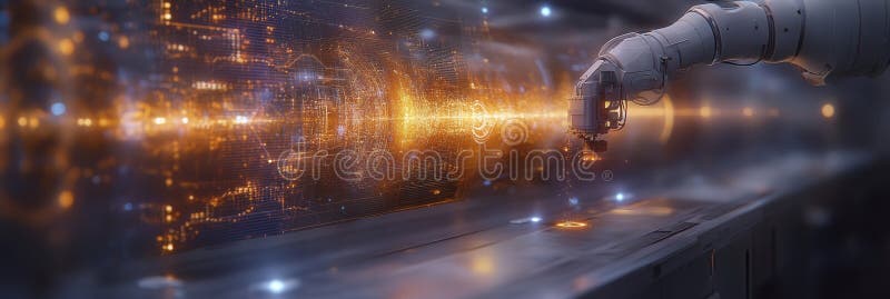 Futuristic Robotic Arm Embedding Digital Technology Stock Illustration ...