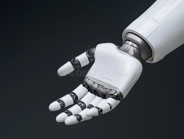 A Futuristic Robotic Arm Extending for a Handshake, Representing Trust ...