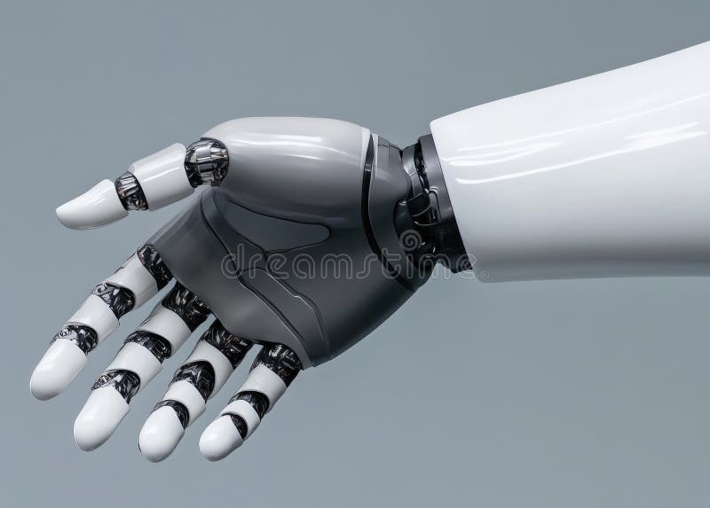 A Futuristic Robotic Arm Extending for a Handshake, Representing Trust ...