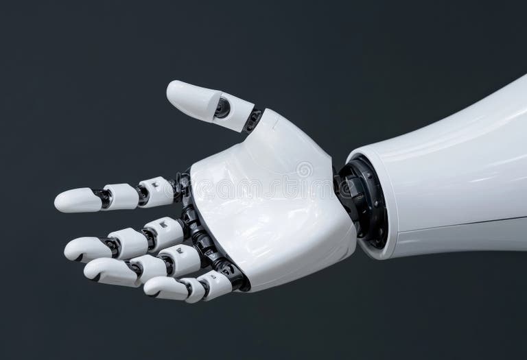 A Futuristic Robotic Arm Extending for a Handshake, Representing Trust ...