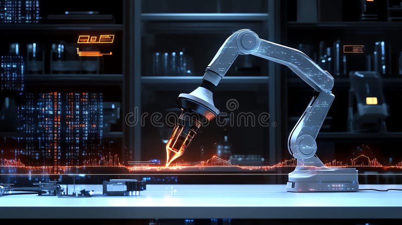 Futuristic Robotic Arm in a High-tech Environment, Showcasing Precision ...