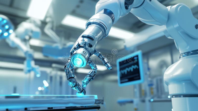 Futuristic Robotic Arm in High-tech Medical Laboratory Setting Stock ...