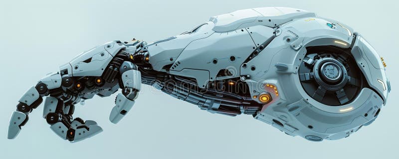 Futuristic Robotic Arm with Intricate Mechanical Details, White and ...