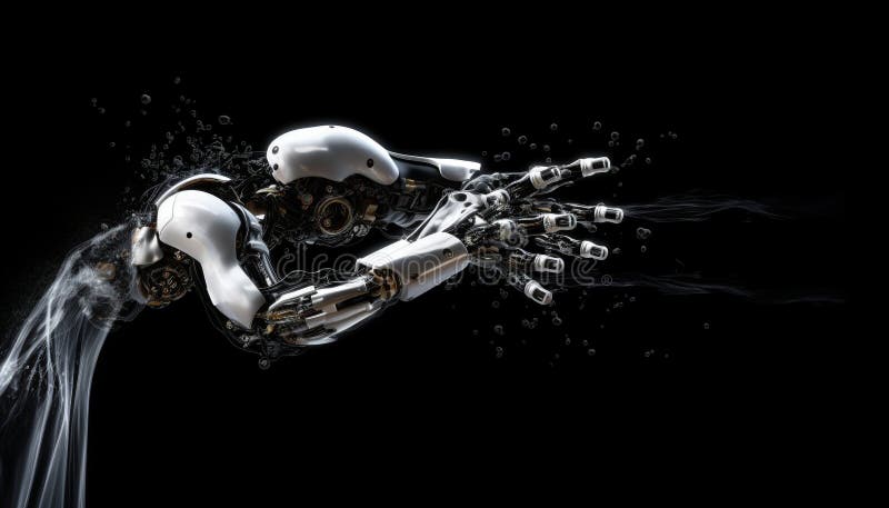 Futuristic Robotic Arm, Metal Machinery, Digitally Generated Image ...