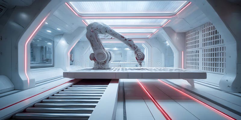 Futuristic Robotic Arm Operating in a High-tech Sterile Environment ...