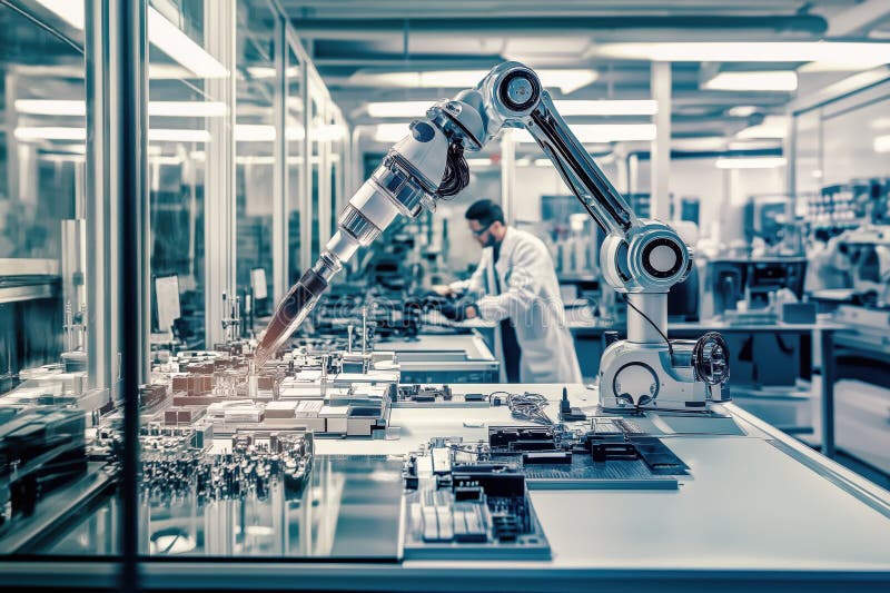 Precision Lab Assistant with Robotic Arm Stock Image - Image of ...