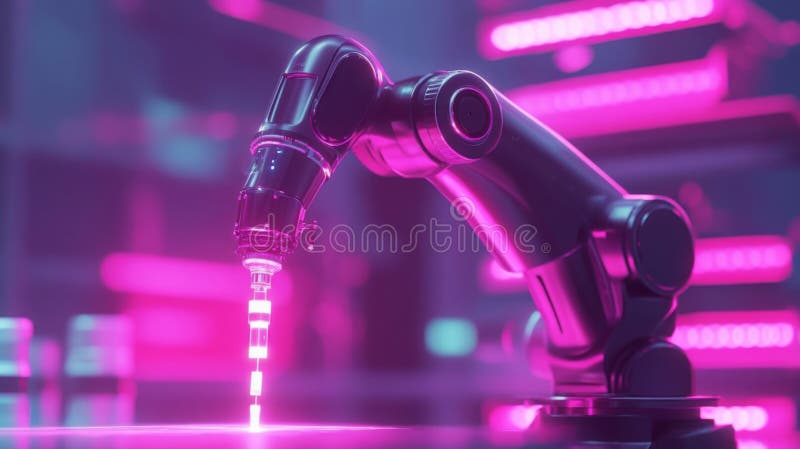 Futuristic Robotic Arm Performing Precision Laser Welding Stock ...