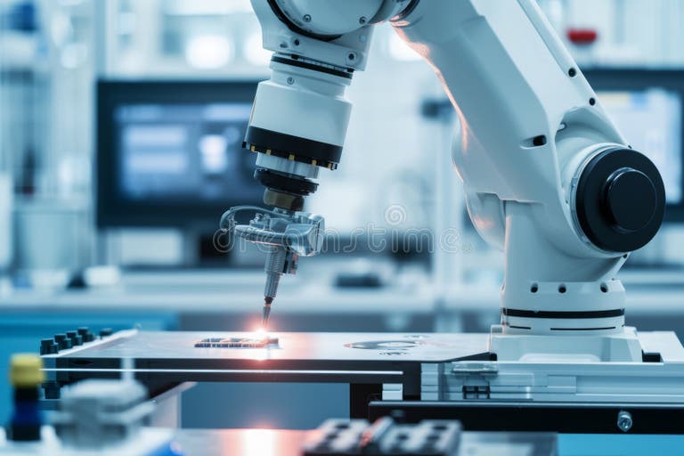 Futuristic Robotic Arm Performs Precision Tasks in a High-tech ...