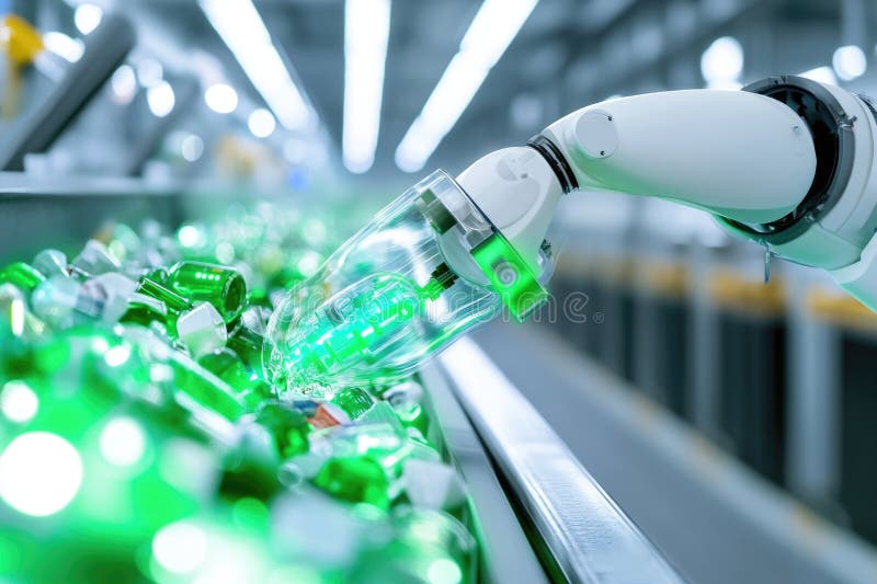 Futuristic Robotic Arm Sorting Waste in High-tech Recycling Facility ...