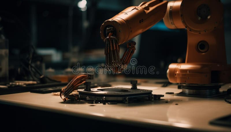 Futuristic Robotic Arm in Modern Steel Factory, Automating Production ... Futuristic Robotic Arm in Modern Steel Factory, Automating Production ...