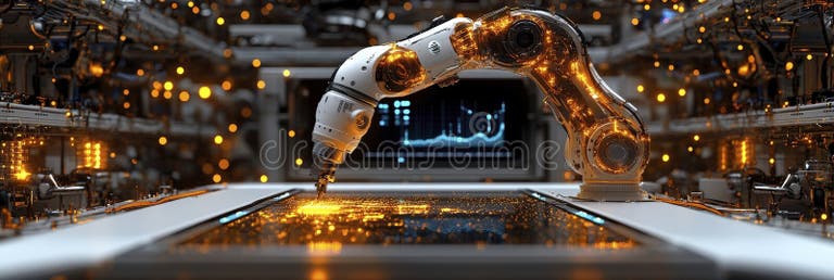Futuristic Robotic Arm Working on Intricate Task Stock Illustration ...