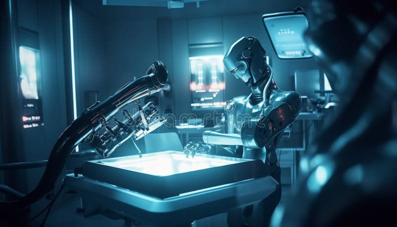 Futuristic Robotic Arm Working in Modern Laboratory Generated by AI ...