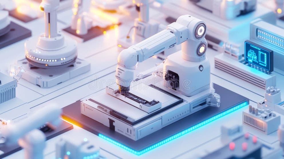 Futuristic Robotic Arm Working on a Sleek Platform. this Image ...