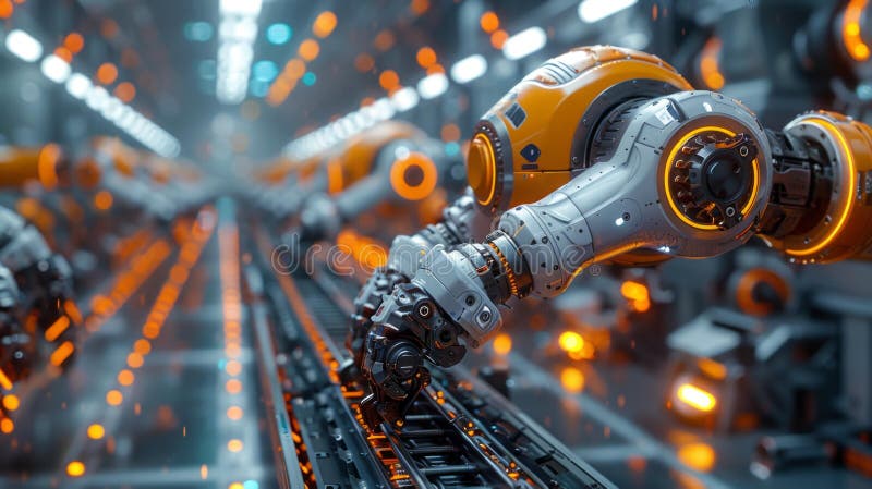 Futuristic Robotic Assembly Line - Generative Ai Stock Illustration - Illustration of futuristic ...