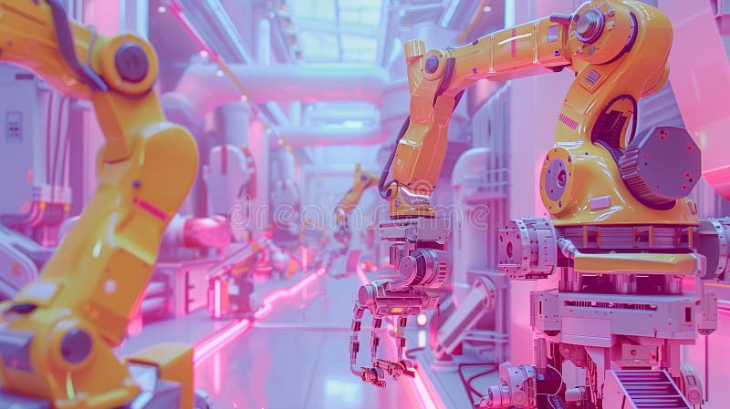 Futuristic Robotic Assembly Line with Yellow Robotic Arms Image, Ai ... Futuristic Robotic Assembly Line with Yellow Robotic Arms Image, Ai ...