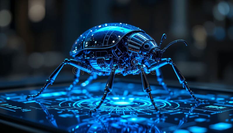 Futuristic Robotic Beetle on Touchscreen Interface Stock Illustration ...
