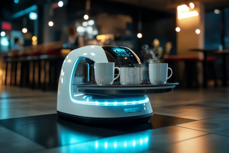 Futuristic Robotic Cafe Server Stock Illustration - Illustration of ...