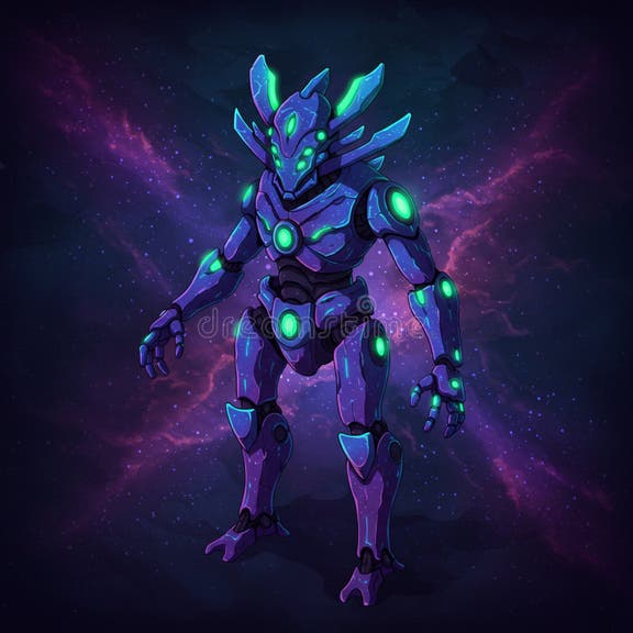 Futuristic Robotic Character with a Humanoid Form, Featuring Sleek ...