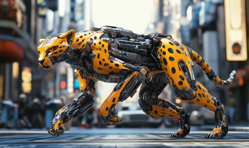 Futuristic Robotic Cheetah in Urban Environment Showcasing Advanced ...
