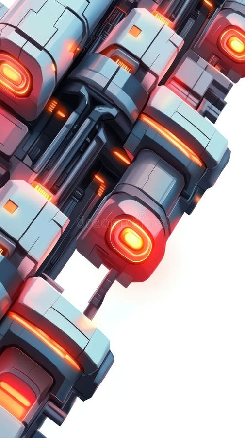 A Futuristic Robotic Component Featuring Glowing Red Lights and ...
