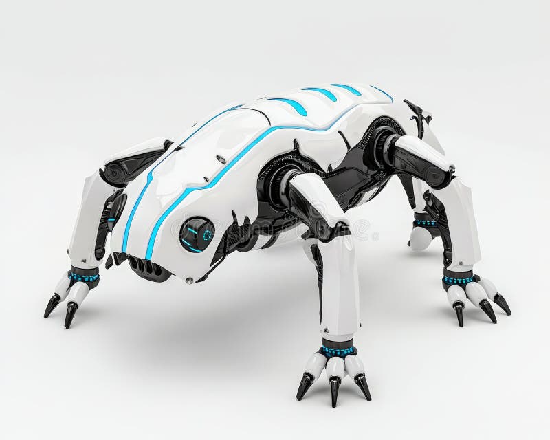 Futuristic Robotic Creature on White Background Stock Illustration ...