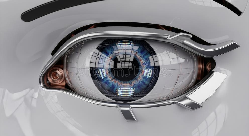 Futuristic Robotic Cyber Eye with Advanced Technological Metallic ...