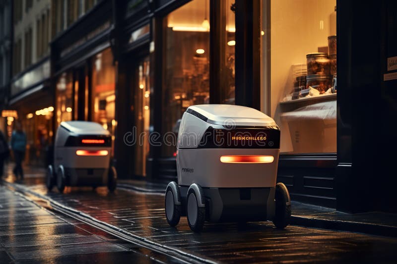 Futuristic Robotic Delivery Technology Stock Illustration ...