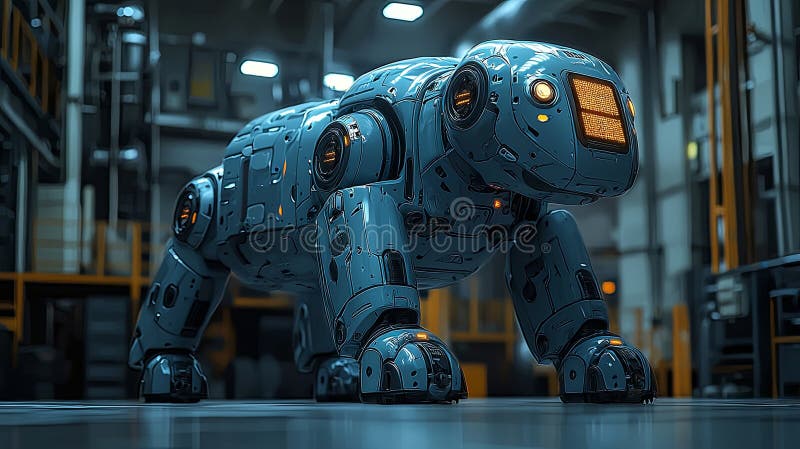 Futuristic Robotic Dog Prototype in Modern Research Laboratory Stock ...