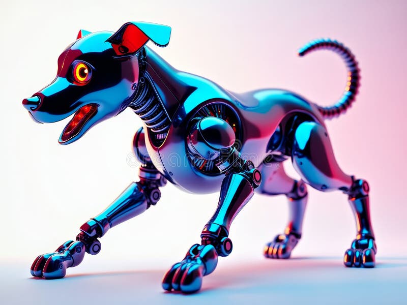 Futuristic Robotic Dog with Vibrant Neon Lights in a Modern Setting ...