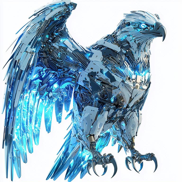 Futuristic Robotic Eagle Artwork Digital Rendering Design Isolated on ...