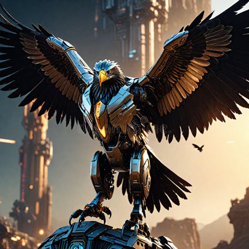 Futuristic Robotic Eagle with Iron Body Stock Illustration ...