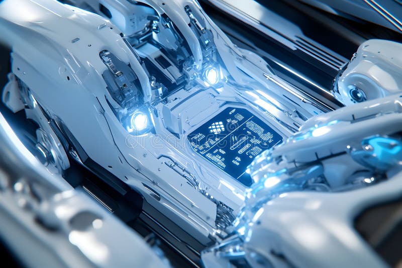 Futuristic Robotic Engineering High Tech Interface Blue Lighting Stock ...