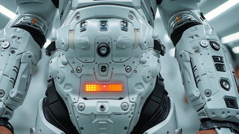 A Futuristic Robotic Exoskeleton is Displayed in a Modern Laboratory ...