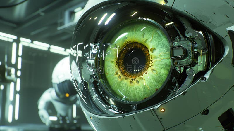 Futuristic Robotic Eye Close Up, High Tech Machine Vision, Concept ...